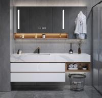 China Stone Top Contemporary Bathroom Cabinets White Color With 2 Drawer for sale
