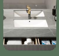 China Melamine Contemporary Bathroom Cabinets Green Door With Round Mirror for sale
