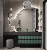 China Melamine Contemporary Bathroom Cabinets Green Door With Round Mirror for sale