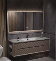 China Rectangular Hand Wash Bathroom Cabinets Chocolate Color Waterproof Door Panel for sale