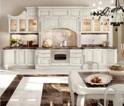 China White Antique Roman Column Glass Solid Wood Kitchen Cabinets Stone Sink 22mm White MDF for sale