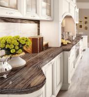 China White Antique Roman Column Glass Solid Wood Kitchen Cabinets Stone Sink 22mm White MDF for sale