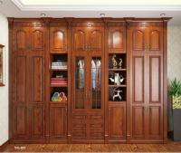 China Customized Red Carved Solid Wood Wardrobe Closet Lacquer Paint With Island Cabinet for sale