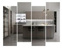 China Luxurious Modular Pantry Cabinets Vertical Door Panel White Quartz Stone Countertop for sale