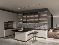 China Luxurious Plywood Modern Modular Kitchen Cabinets PET Door Panel for sale