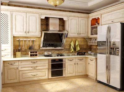 China Simple European Solid Wood Kitchen Cabinets Top Line Grid Doors for sale