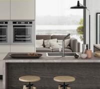 China Sheet Metal Door Kitchen Modular Cabinet Plywood Carcase Quartz Countertop for sale