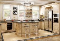 China Classic Custom Solid Wood Kitchen Island Cabinet With Black Stone Top for sale