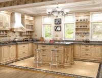 China Classic Custom Solid Wood Kitchen Island Cabinet With Black Stone Top for sale