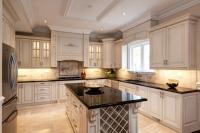 China New Black Quartz Stone Table Top Glass Cabinet Real Wood Kitchen Cabinets for sale