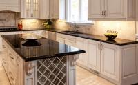China New Black Quartz Stone Table Top Glass Cabinet Real Wood Kitchen Cabinets for sale