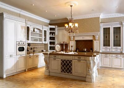 China Classic Fashion Family Combination Cabinet Solid Oak Kitchen Cabinets for sale