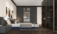 China Dark Gray Laminate LED Lights Custom Whole Room Wardrobe Modern Closet for sale