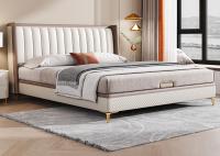 China Light Luxury Modern Bedroom Furniture Top Layer Cowhide Upholstered Double Bed 1.8 Meters for sale