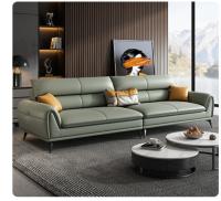 China Rectangle Luxury Living Room Furniture Grey Italian Style Leather Sofa 3.4x0.95m for sale