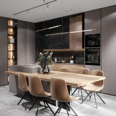 China Custom Made Modular Kitchen Pantry Unit Industry Wind Stone Countertop for sale