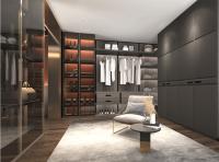 China Modern Glass Door Wardrobe Dark Color 2.4m Height U Shape With Table for sale