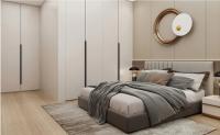 China Light Colored Bedroom Wardrobe Closets Melamine Panel Door Cover Tall Cabinet for sale
