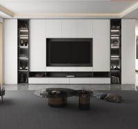 China ISO9001 White Door Living Room TV Shelves Black Cabient With LED Light for sale