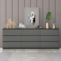 China Custom Living Room TV Storage Unit Silent Track Grey MDF Board PET Door for sale