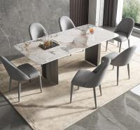 China Italian Bright Slate Top Dining Table Rectangular 4 Chairs / 6 Chairs for sale
