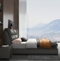 China Squishy Corium Modern Bedroom Furniture Matte Dark Gray 1.8 Meters Double Bed for sale