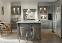 China Luxury Solid Wood Kitchen Carcasses Grey Color Solid Wood Doors Panels for sale