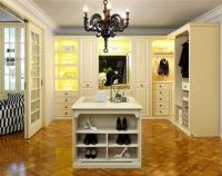 China Walk In Solid Wood Wardrobe Closet U Shape With Bar Modern Antique Design for sale