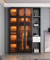 China Home Bedroom Corner Glass Door Wardrobe Glass Almirah For Bedroom for sale