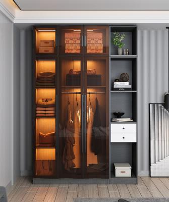 China Home Bedroom Corner Glass Door Wardrobe Glass Almirah For Bedroom for sale
