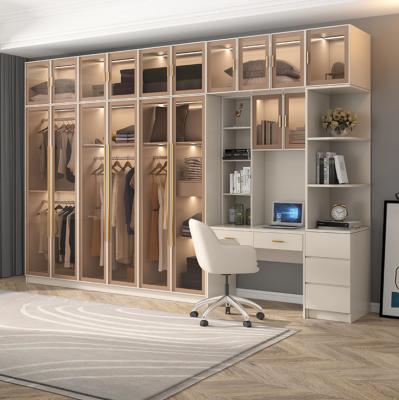 China Bedroom Glass 6 doors wardrobe armoire closet Density board 1900mm stuya for sale
