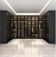 China 3C Bedroom Black Glass Door Walk In Closet Wardrobe Fibreboard 0.53*1.4*0.5 for sale