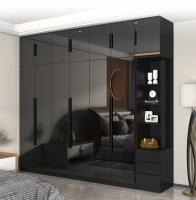 China Home Bedroom SGS Black Glass Door Wardrobe Modern Double Vanity 0.55*1.3*0.55 for sale