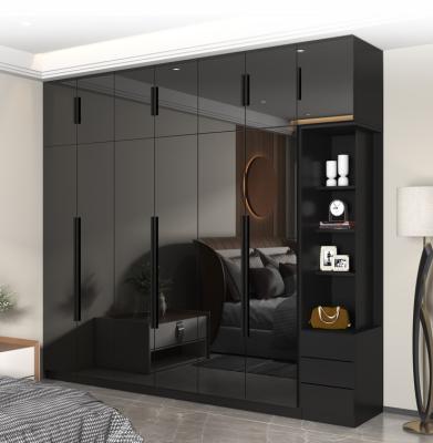 China Home Bedroom SGS Black Glass Door Wardrobe Modern Double Vanity 0.55*1.3*0.55 for sale