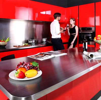 China ISO 4001 Modern Simple Design 304 Red Kitchen Sets L Shape Custom Set 750mm for sale