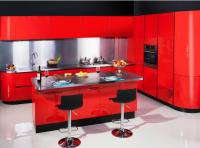 China ISO 4001 Modern Simple Design 304 Red Kitchen Sets L Shape Custom Set 750mm for sale