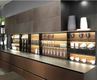 China 8.5m Brown Modern Modular Kitchen Cabinets 304 Brown Stainless Steel Sets for sale