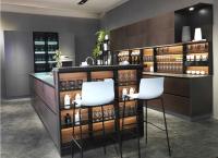 China 8.5m Brown Modern Modular Kitchen Cabinets 304 Brown Stainless Steel Sets for sale