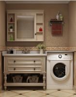 China 1.3m mirror Solid Wood Bathroom Vanity Ready Made SGS Sink Cabinets for sale