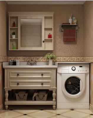 China 1.3m mirror Solid Wood Bathroom Vanity Ready Made SGS Sink Cabinets for sale