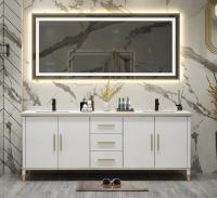 China Bathroom Wash Machine Cabinet Floating Vanity E1 white Melamine 1.2*0.7m Led Mirror for sale