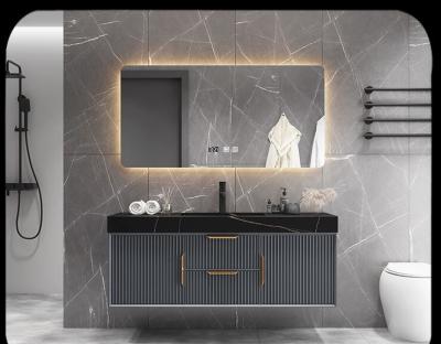 China SGS Black Solid Wood Washing Machine Cabinet 96Inch Bathroom Vanity for sale