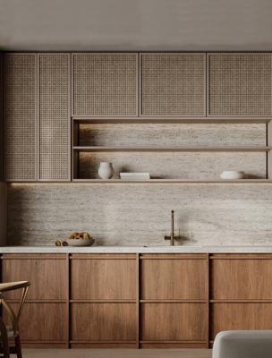 China SGS Rattan Door Modern Modular Kitchen Cabinets Home Cabinet Furniture 2022 Stuya for sale