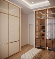 China 4M 4 Drawers Glass Door Wardrobe 100in Lacquered Glass Sliding Wardrobe for sale