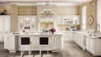 China 2000mm Europen Design Shaker L Shaped Kitchen Cabinets With Island Cunboard for sale