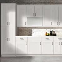 China 950mm 2.2M White Gloss Shaker Solid Wood Kitchen Cabinets  Doors European Design SGS for sale