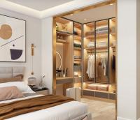 China 18mm Chipboard Walk In Closet Wardrobe With Sliding Doors Women Clothing for sale