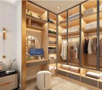 China 18mm Chipboard Walk In Closet Wardrobe With Sliding Doors Women Clothing for sale