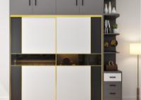 China Mirror Door Modern Luxury Corner Walk In Closet Unit Storage Clothes Wardrobe for sale
