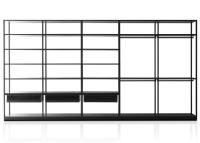 China DTC Aluminium Glass Sliding Glass Door Wardrobe With Wood Drawers And Hanger for sale